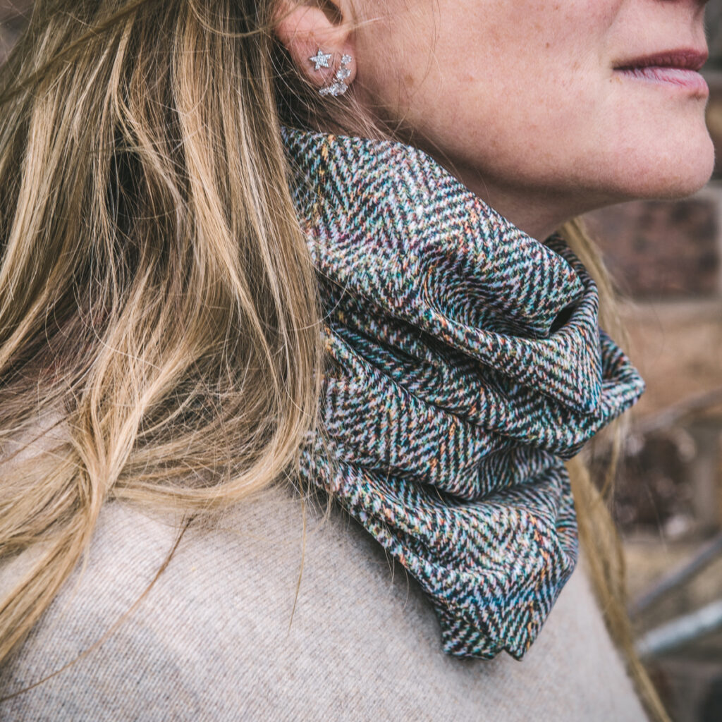 Moss Green Tweed effect Lycra Neck Tube - Foxy Pheasant